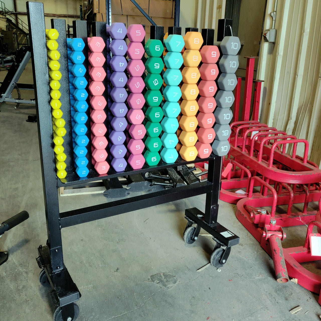 Mobile Neoprene Dumbbell Set Plus Rack