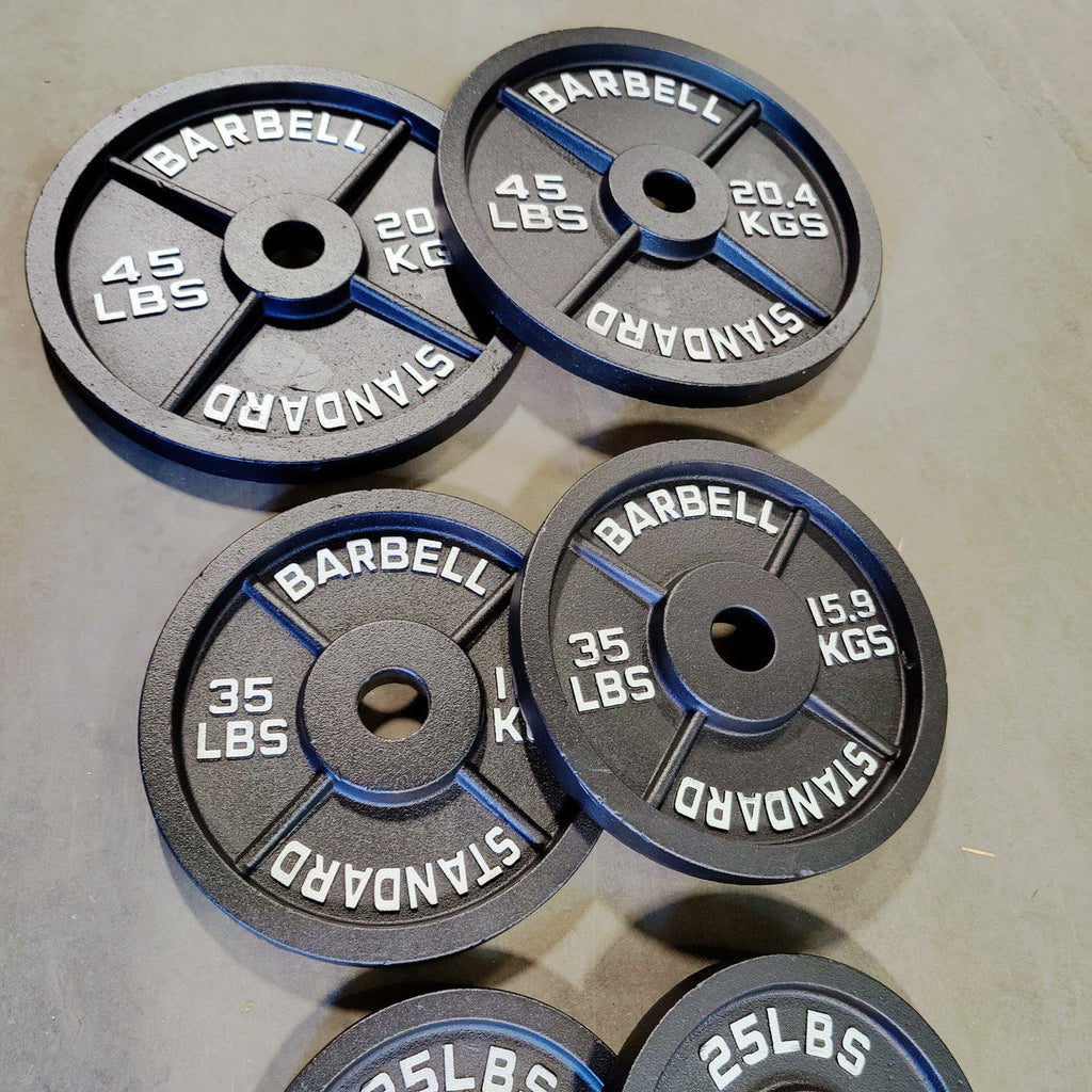 Poids Et Haltere 45 Lb Plates Weight Plate Set Cast Iron 2-Inch Olympic ...
